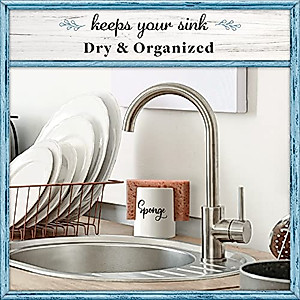Home Acre Designs Sponge Holder for Kitchen Sink - Ceramic Porcelain Cup for Sponges - Rustic Farmhouse Decor - White
