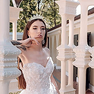 Tiaras and Crowns for Women KICOSY Princess Tiara for Girls AB Crystal Birthday Crown Bachelorette Party Decorations Wedding Bride to Be Tiara Headband Prom Cosplay Halloween Hair Accessories Silver