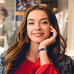 Amethyst Bracelet Triple Protection for Women Men, Purple Crystal Stone Bracelet Combine Hematite Black Obsidian, Enhance charisma and luck And Happiness, Handmade Bead Jewelry Bracelet