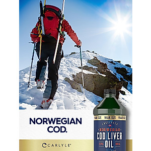 Carlyle Norwegian Cod Liver Oil | 16oz | Pack of 3 Bottles | Liquid Unflavored Fish Oil Supplement | Non-GMO, Gluten Free
