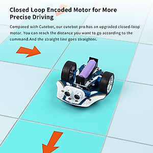 ELECFREAKS microbit Cutebot Pro DIY Programmable Robot Car Kit with 4 Line-tracking Sensors and Encoded Motor,STEM Educational Project Makecode Coding Car (not Include Micro:bit and Battery)