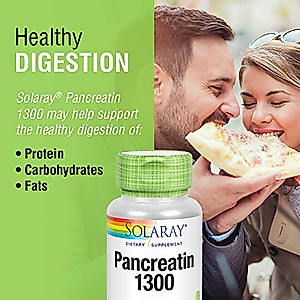 SOLARAY Pancreatin 1300 | Pancreatic Digestive Enzymes Plus Papaya for Healthy Digestion Support | 90 VegCaps, 90 Serv.