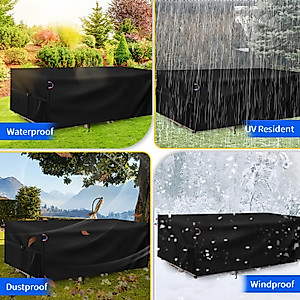 Iptienda Patio Furniture Cover, 99inch Outdoor Furniture Sets Cover Waterproof for Outdoor Couch and Sofa Sectional and Table Rectangular, Black- 99"L x 78"W x 32"H