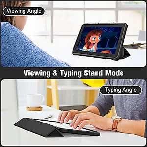 Fintie Hybrid Slim Case for All-New Amazon Kindle Fire 7 (2022 Release-12th Generation) Latest Model - Shockproof Cover with Transparent Back Shell, Black