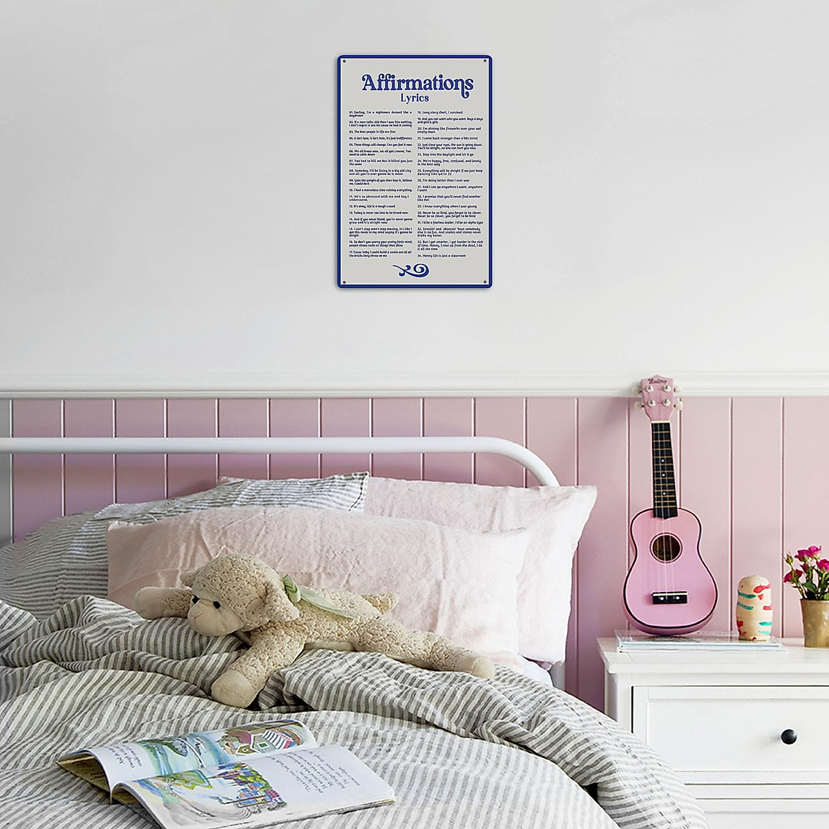 Affirmations Positive Lyrics Sign Room Bedroom Decor Gift for Girls Women Boys Music Lovers Fans 8X12 Inch (274)