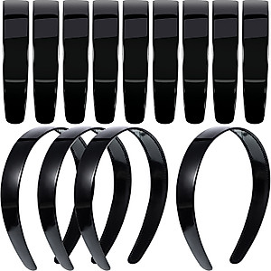 Hestya 1 Inch Black Plain Craft Plastic Headbands with Teeth Plastic DIY Hair Accessories Headbands Headwear (20 Pack)