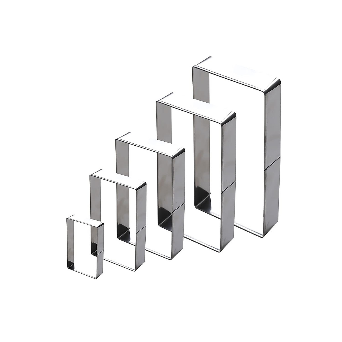 Kyerbaino 5Pcs Rectangle Cookie Cutter Set, Stainless Steel Biscuit Baking Molds Fondant Cake Cookie Cutter Rectangle Shaped Cutter