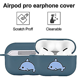 Dolphin Case Compatible with Airpods Pro Blue Soft TPU, Supports Wireless Charging Shockproof Protective Cover for Airpods Pro