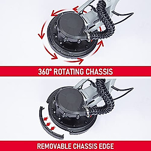 Drywall Sander, 800W Electric Motor Sander with Automatic Dust Removal System, Variable Speed 800-1800RPM With LED Light, Extendable & Foldable Handle, 12 Pcs Sanding Discs and Carrying Bag