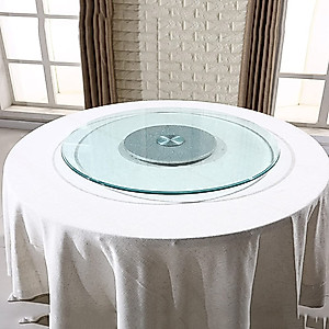YCMY 28" Clear Glass Lazy Susan Turntable Round Tabletop Rotating Serving Tray Kitchen Dining Table Turntable Heavy Duty Large Serving Plate Thick: 10mm.