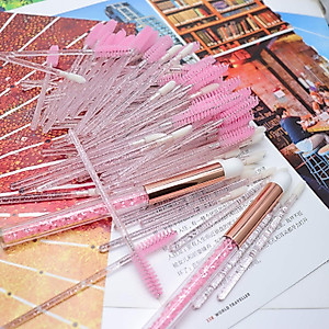 102 Pcs Glitter Disposable Makeup Applicators,Pink Lash Shampoo Brushes,Disposable Mascara Wand,Eyelash Cleansing Brushes Disposable Lip Wand (Pink)