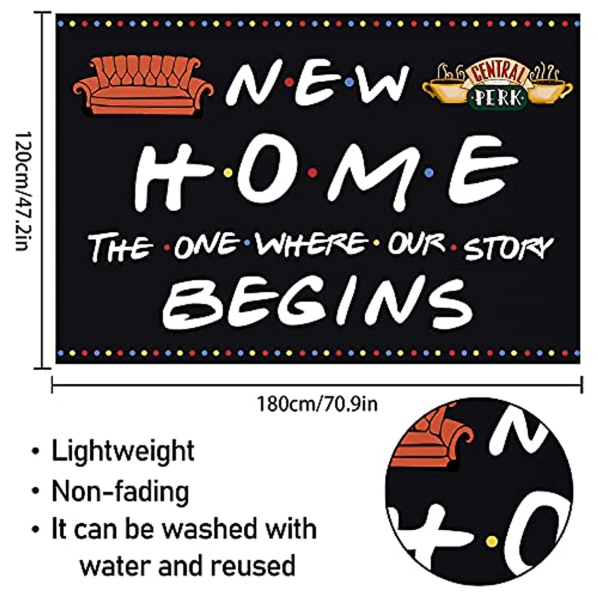 5665 New Home Begins Backdrop Banner Decor Black - Housewarming Party Theme Decorations for Women Men New House Supplies