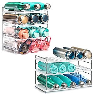 Water Bottle Organizer for Cabinet & Stackable Cup Organizer for Cabinet,3 Tier Cup Organizer for Sports Flask Insulated Travel Mug Fridge, White,Wine Drink Rack for Kitchen Countertop Freezer Pantry