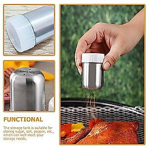 Stainless Steel Container 2PCS Salt and Pepper Shakers with Pour Holes Stainless Steel Dispenser Seasoning Bottles Condiment Jar for Kitchen Cooking Stainless Steel Containers