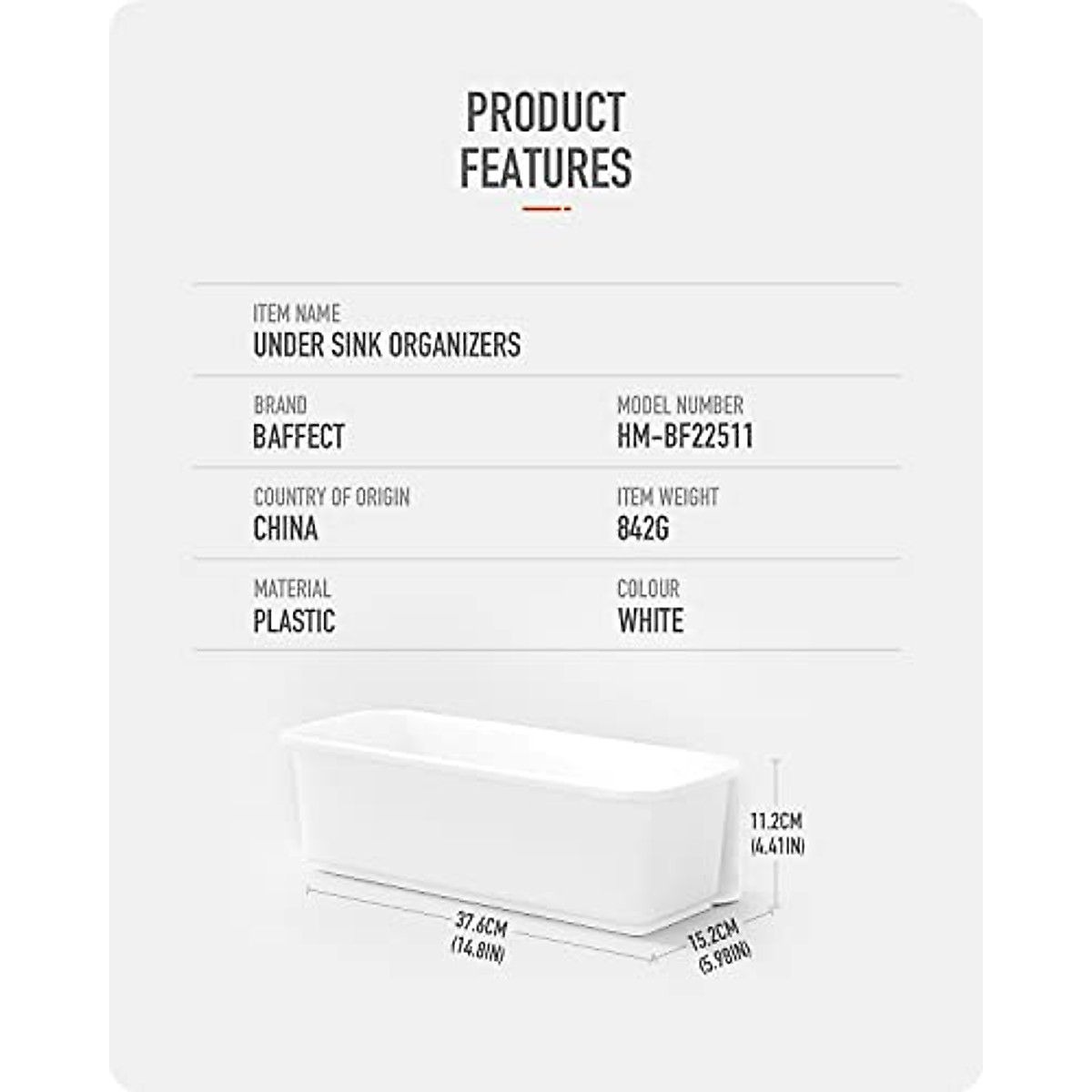 Baffect 2 pcs Under Sink Organizers Pull Out Cabinet Organizer Slide Out Plastic Storage Drawers Sliding Basket for Kitchen Bathroom Undersink (White)