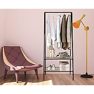 Mivnue Clothes Garment Rack with Shelves, Heavy Duty Clothing Rack for Bedroom, Metal Clothes Rack for Hanger Clothes, Small Clothes Rack Black