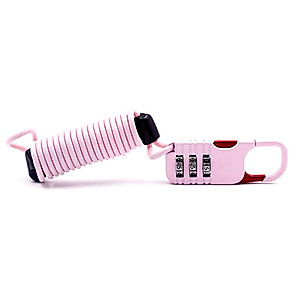 Ktdzone Cute Portable Combination Cable Lock for Girls Women, Mini 3-Digit Password Code Helmet Lock for Bicycle Motorcycle Pink 1Pc/Set