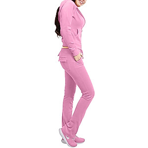 NE PEOPLE Women’s Tracksuit Set – 2 Piece Slim Fit Velour Velvet Casual Zip Up Hoodie Jacket Sweatsuit and Sweatpants NEWTS03 Dustypink S