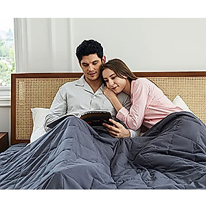 AN King Weighted Blanket (20 lbs, 80” x 87”) Perfect for Couples, King Size Heavy Blanket Breathable Cotton with Natural Glass Beads