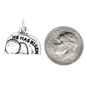LGU Sterling Silver Oxidized He Has Risen Empty Tomb of Jesus Charm