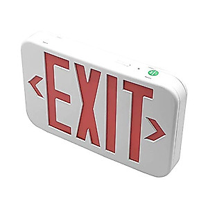 AH Lighting LED Emergency Exit Sign Red with 1.2V Nickel Cadmium Battery, 4W Max Power Consumption, UL-94V-0 Flame Rating, Fire-Resistant Thermoplastic ABS Housing