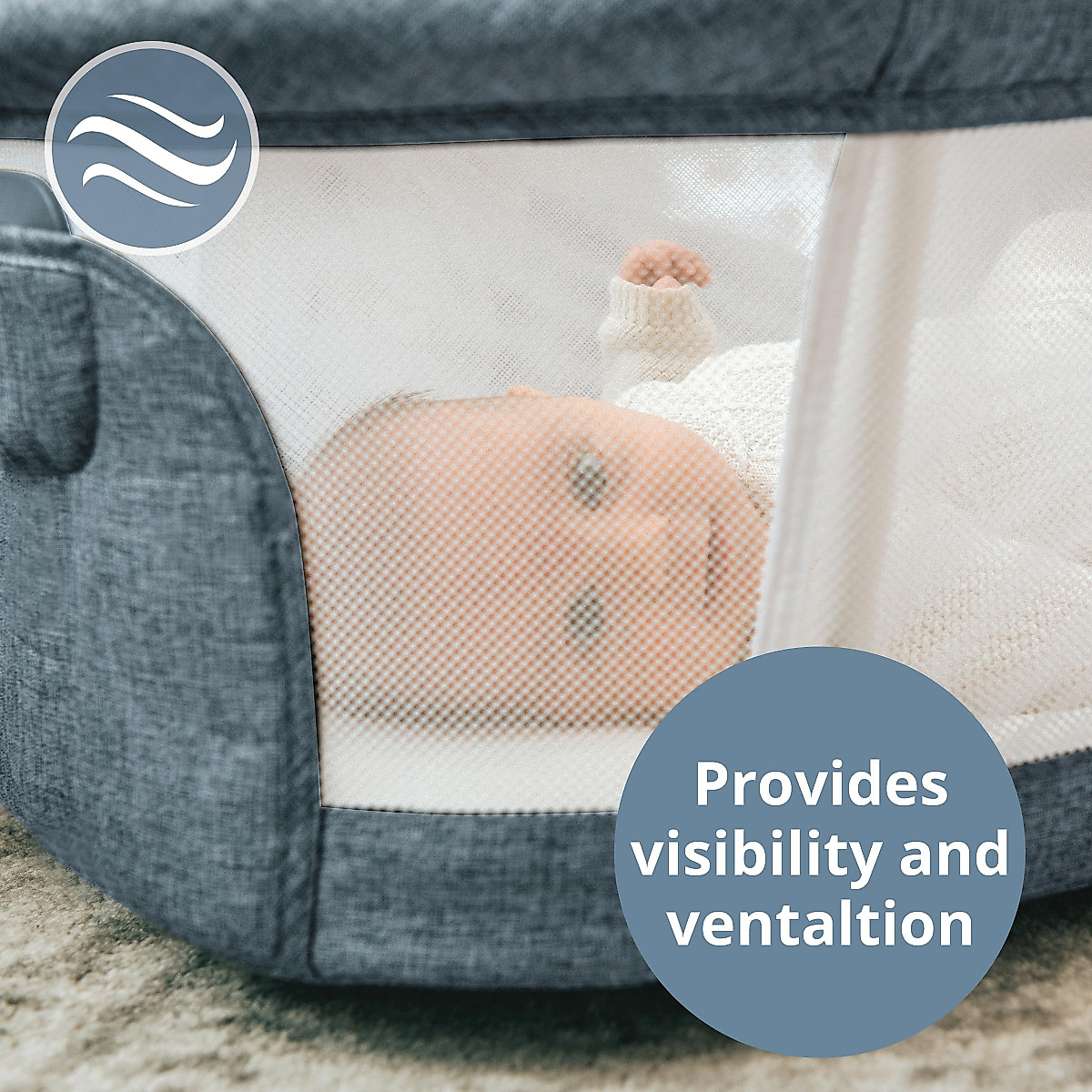 Chicco LullaGlide™ 3-in-1 Stationary Baby Bassinet, Gliding Bassinet and Portable Bassinet, Waterproof Mattress and Fitted Sheet, Travel Bassinet for Baby Includes Carry Bag | Luna/Grey