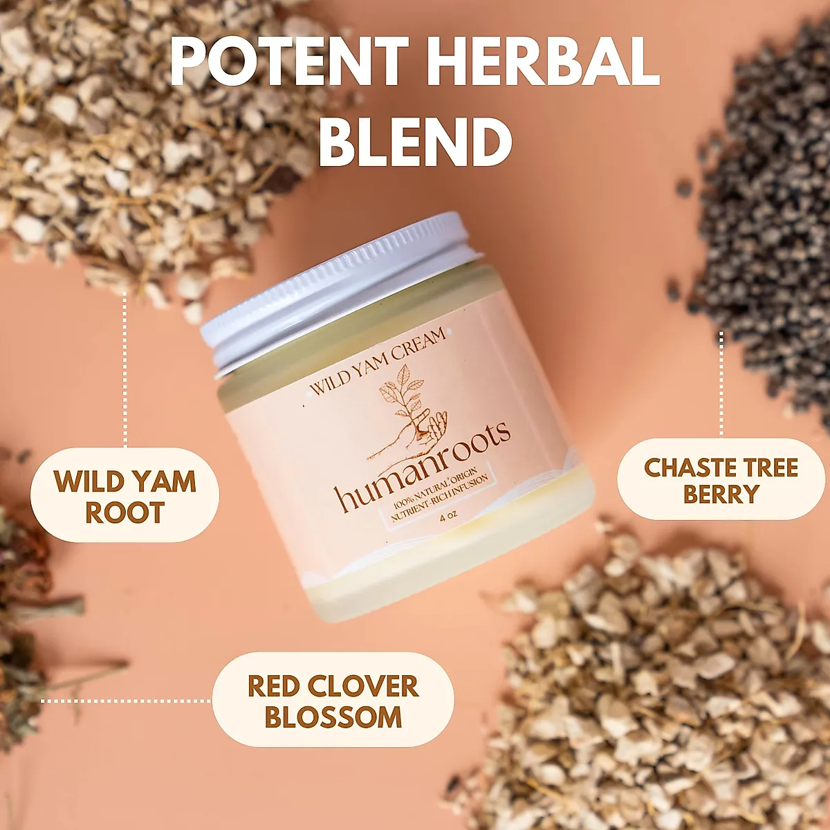 Wild Yam Cream - Menopause and PMS Support for Women, 4 oz, Organic Wild Yam Cream for Balance - Made With Chaste Tree Berry and Red Clover (Unscented/Herb-Infused)