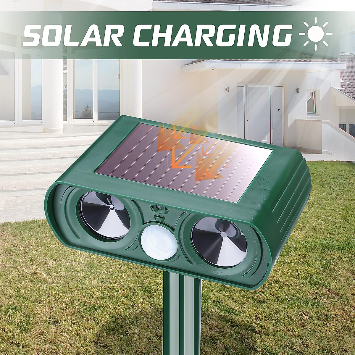 Pblovylu Pack of 4 Ultrasonic Animal Repellent Outdoor Solar Animal Repeller Deer Repellent Devices with Motion Sensor Animal Deterrent to Repel Cat Deer Squirrel Rabbit Dog Skunk for Yard Lawn