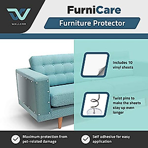 Set of 10 FurniCare Couch Protector- Guard Furniture from Dog and Cat Claw Scratch- Shield Sofa, Leather Furniture from Pet Scratches- Couch Arm Protector- Cover to Protect Carpet, Wall, Door