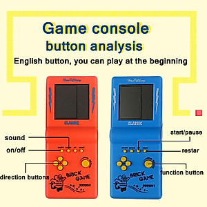 JIDAFANG-US 2 Pcs Brick Game Console Large Screen Handheld Games Electronic Games Build in 23 Classic Game for Kids Adults(Random Color)