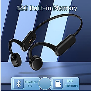 Wissonly Bone Conduction Headphones,32G Memory,IPX8 Waterproof Open Ear Bone Conducting Earphones,Wireless Bluetooth Sport Headset for Running Workout Swimming, Hi Runner Model