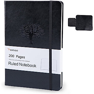Hardercover Journals 200 Pages, WERTIOO Diary Leather Lined Journal Notebook Writing A5 100gsm Thick Paper Notebooks with Pen Hold for Work Men Women, 8.4 x 5.7 in