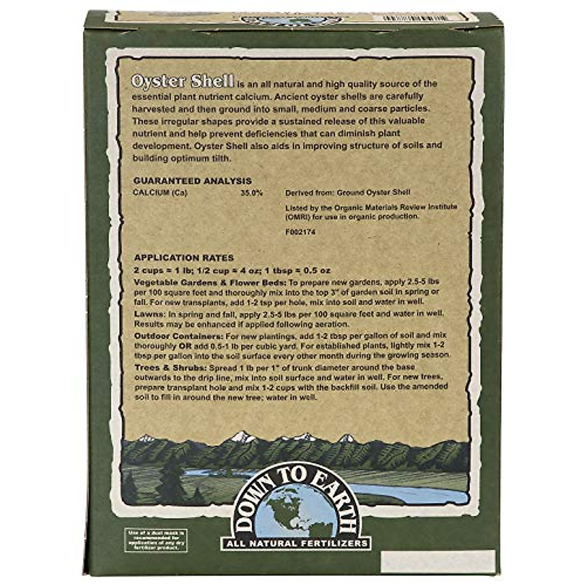 Down to Earth Organic White Oyster Shell OMRI, 5 lb