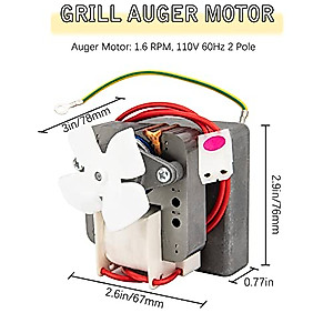 IVONNEY Auger Motor for Pit Boss Traeger Auger Motor Replacement, Grill Auger Motor Compatible with Pellet Grills & Camp Chef Smoker Grill - 1.6Rpm Barbecue Auger Motor, 110V 60Hz 