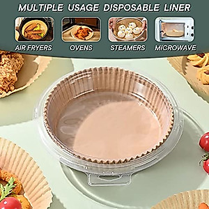 Air Fryer Liners Disposable 100PCS-6.3 inches, Tiktok Must Have for Kitchen, Unbleached Non-Stick Baking Parchment Sheet