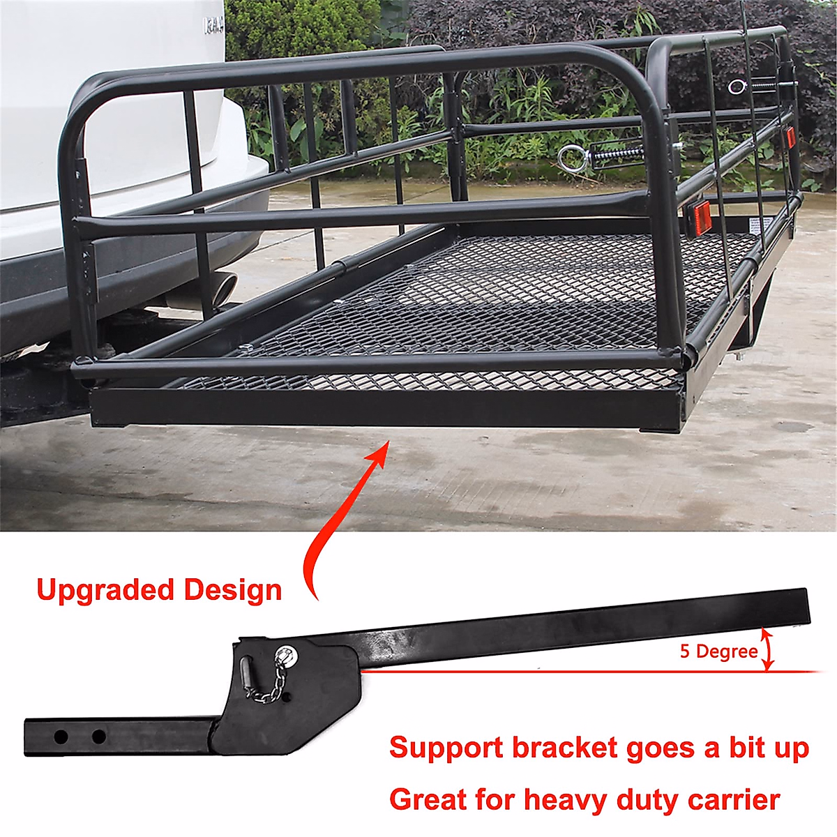 OKLEAD 500 Lbs Heavy Duty Hitch Mount Cargo Carrier 60" x 24" x 14.4" Folding Cargo Rack Rear Luggage Basket Fits 2" Receiver for Car SUV Camping Traveling