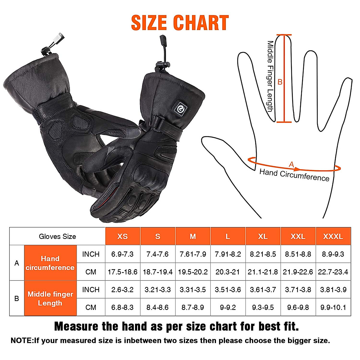 day wolf Heated Motorcycle Gloves Waterproof 7.4V 2200MAH Electric Rechargeable Battery Gloves for Winter Biking Skiing Cycling Hunting Fishing Ski Snow Men Women (M)