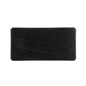 Maotifeys Modern Marble Dining Table,71" Rectangle Black Faux Marble Top Dining Table with Brushed Metal Pedestal Base,Kitchen Table for 6-8 Person Dinner Table for Dining Room,Living Room,Home Office