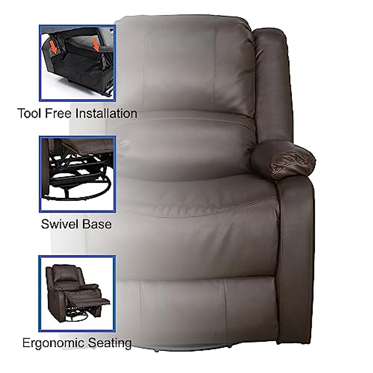 RecPro Set of 2 Charles Collection | 30" Swivel Glider RV Recliner | RV Living Room (Slideout) Chair | RV Furniture | Glider Chair | Chestnut
