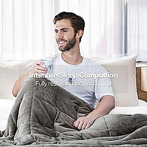 Lofus Sherpa Fleece Weighted Blanket 20 lbs Heavy Blanket with Soft Plush Flannel Reversible Full-Size Super Soft Extra Warm Cozy Fluffy Blanket 60 x 80 inches for Adult Bed Couch, Grey