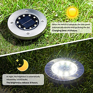 Solar Ground Lights Christmas, 12Pack 10LED Solar Lights Outdoor Solar Pathway Lights, Waterproof In-Ground Solar Garden Lights LED Landscape Lighting for Pathway Walkway Patio Yard Lawn Driveway