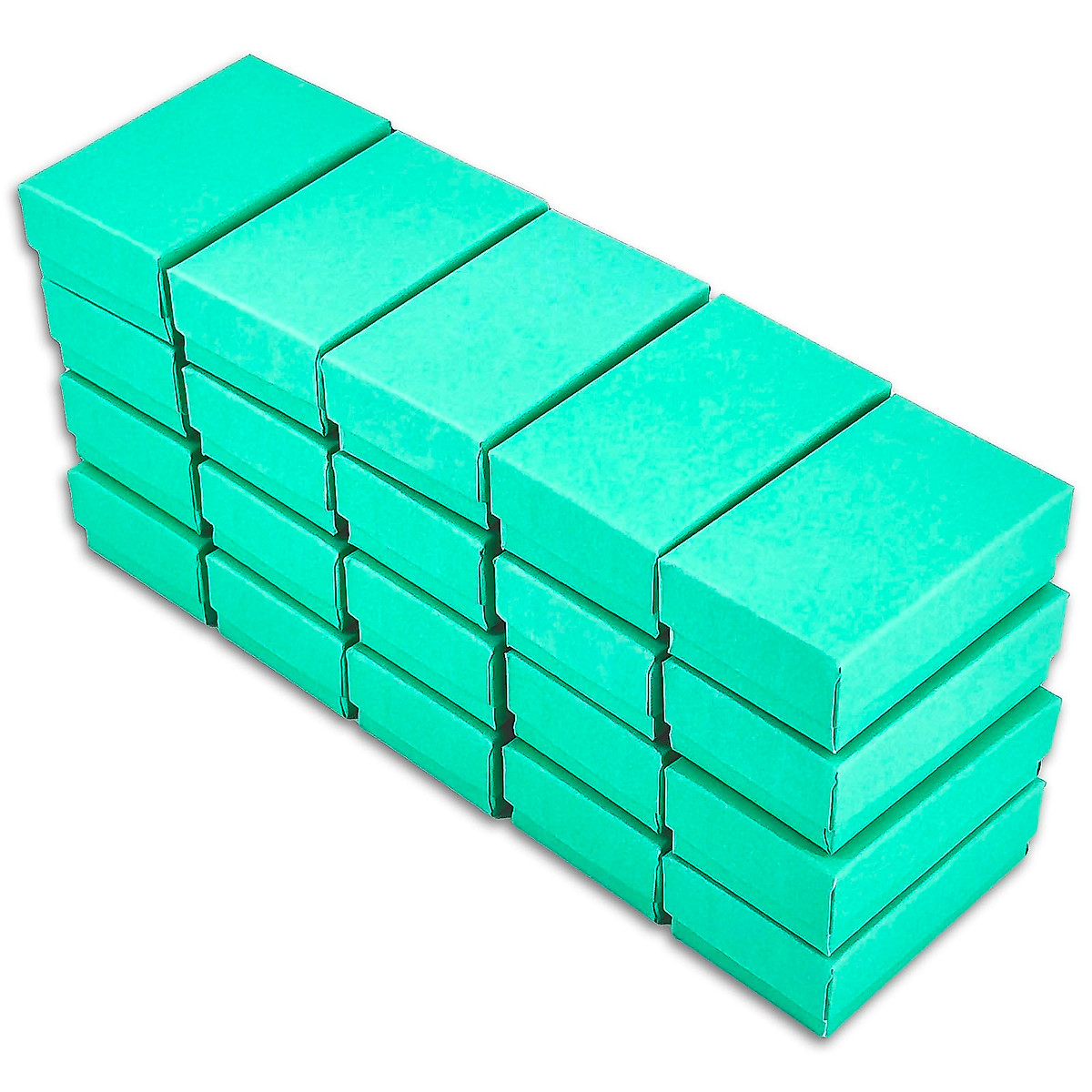 TheDisplayGuys - 100-Pack #10 Cotton Filled Cardboard Paper Jewelry Box Gift Case - Teal Green (1 15/16" x 1 1/4" x 11/16")