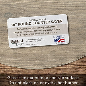 CounterArt TransparentTextured 4mm Heat Tolerant Round Tempered Glass Cutting Board 16" Round Manufactured in the USA Food Preparation Board, Cake Plate, Pizza Stand
