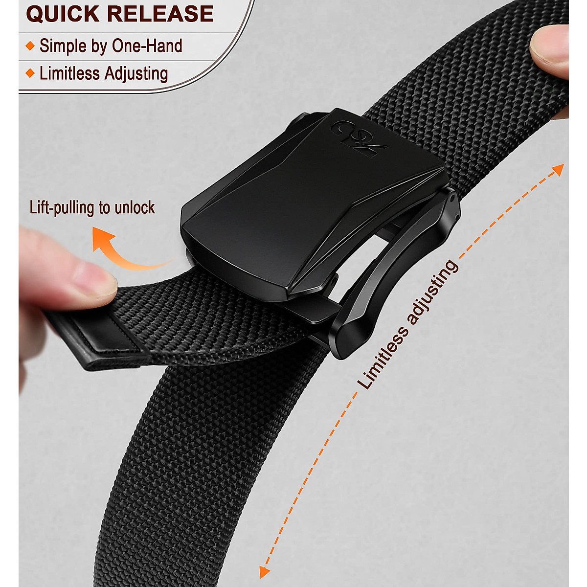 KEMISANT Mens Belt, Military Tactical Stretch Web Nylon Belt For Gift Men Hiking Hunting 1.5",Cut For Fit(Black,30"-34" Waist Adjustable)