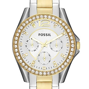 Fossil Women's Riley Quartz Stainless Steel Multifunction Watch, Color: Gold/Silver (Model: ES3204)