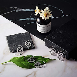 9 Pairs Bohemian Vintage Hoop Earrings Circle Tribal Earrings Swirl Spiral Hoop Earrings for Women, Silver