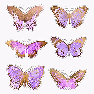 Evan Decals Purple Butterflies, Gold And Purple Butterfly S Sticker Vinyl Bumper Sticker Decal Waterproof 5 inches EVAN-YOGA-STICKERS-620
