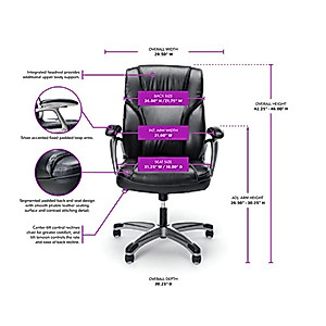 Essentials High-Back Leather Executive Office/Computer Chair with Arms - Ergonomic Swivel Chair (ESS-6030-BRN)