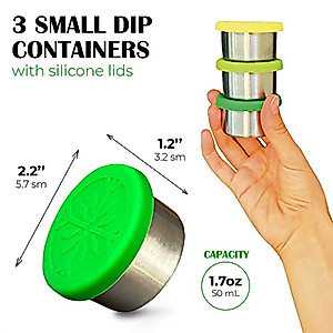 WEST BROS Leakproof Salad Dressing Container To Go 3 x 1.7oz, Small Stainless Steel Condiment Containers with Lids, Sauce Containers For Lunch, Dressing Cups with Lids, Sauce Cups Dip Containers Box