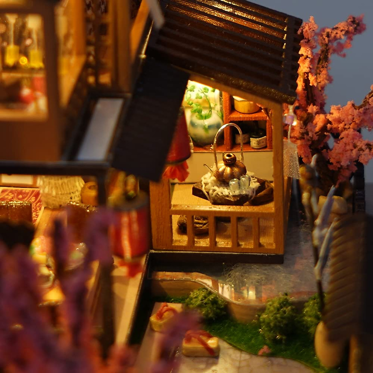 CUTEBEE Dollhouse Miniature House Kit with Furniture, DIY Wooden Dollhouse Tiny House Building Set for Adults and Teens, Creative Room Decor Gift for Family and Friends (Japanese Garden House)